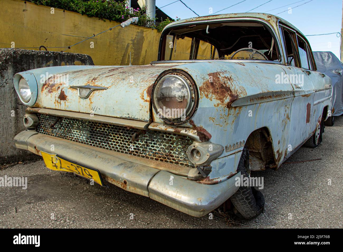 Rusty Old abandoned on a street intact car. Israel, Holon, APR-20-2022 ...