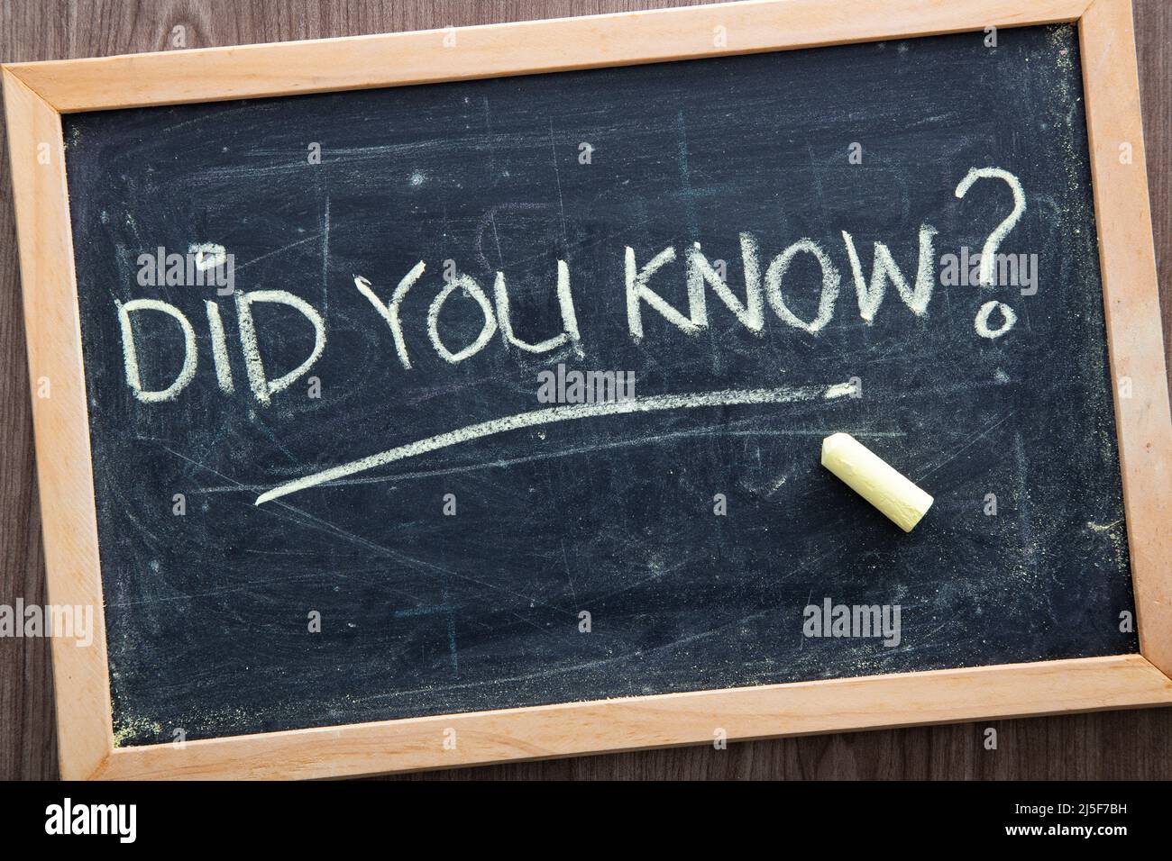 Blackboard with word Did You Know?, top view Stock Photo - Alamy