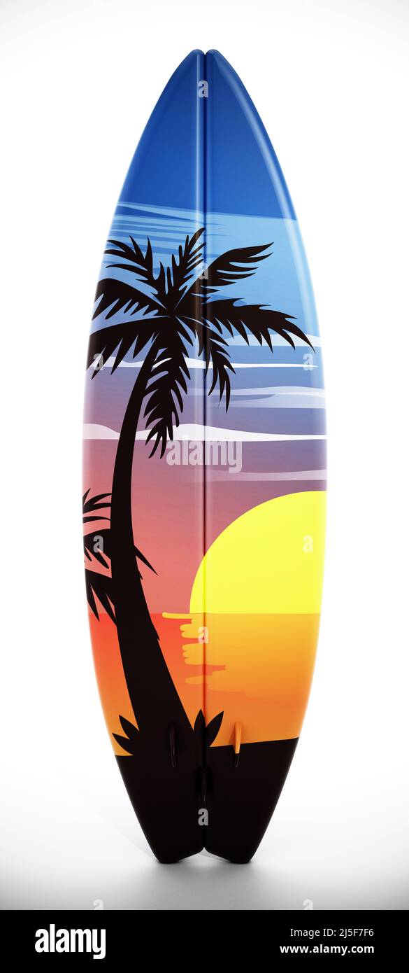 Surfboard isolated on white background. 3D illustration Stock Photo - Alamy