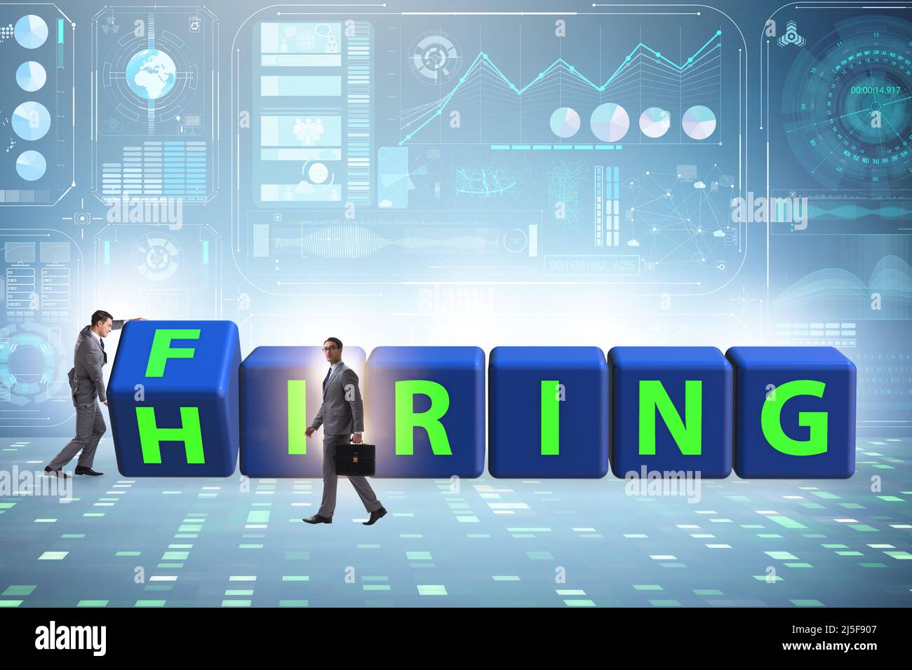 Hiring and firing concept with the turning cubes Stock Photo - Alamy