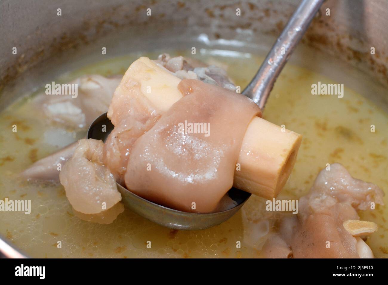 Selective focus of an Arabic Egyptian cuisine of kawareh soup ...