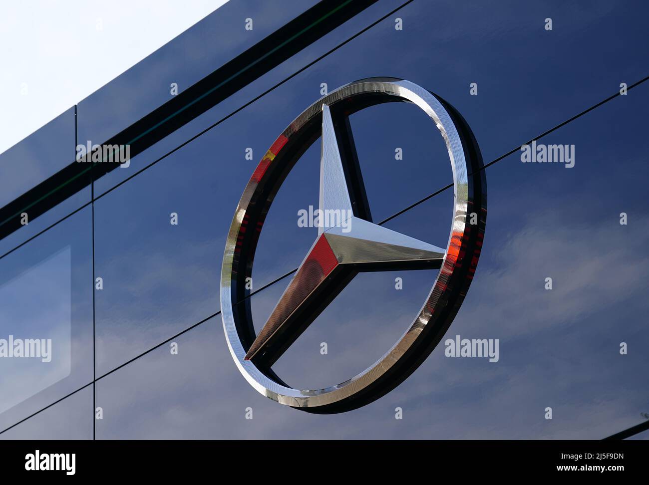 Mercedes signage before Practice 2 of the Emilia Romagna Grand Prix at ...