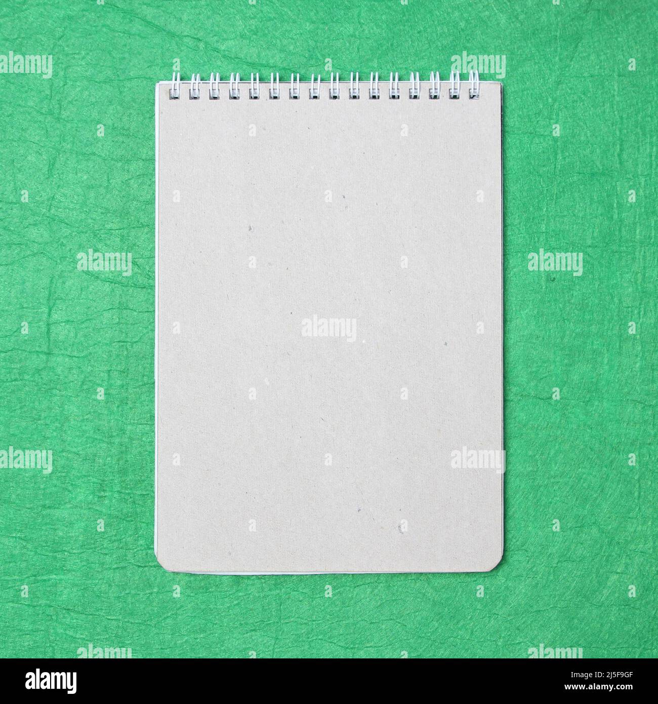 White and gray notepad sheet with spiral against the background of ...