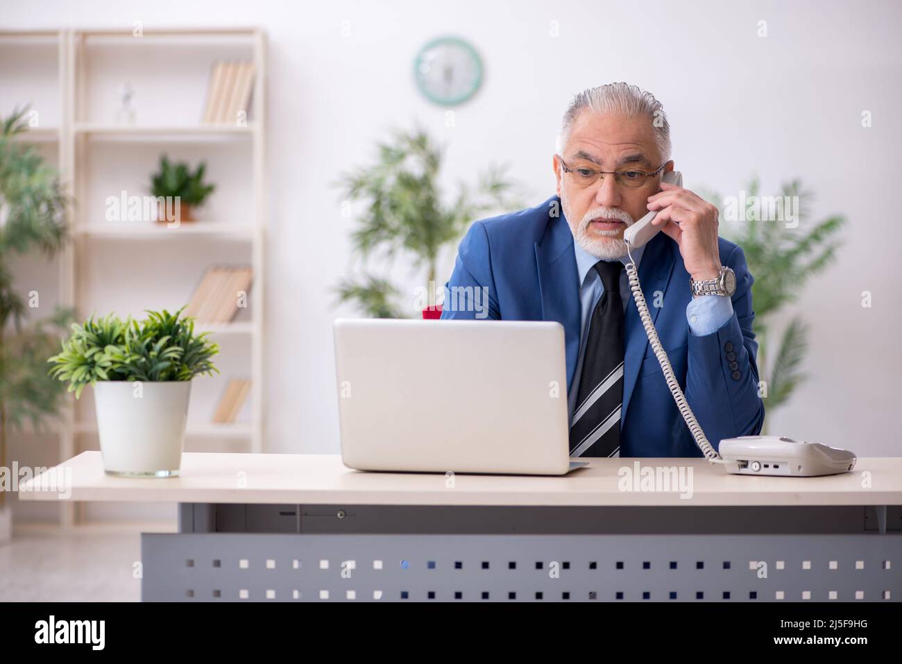 Old businessman employee working in the office Stock Photo - Alamy