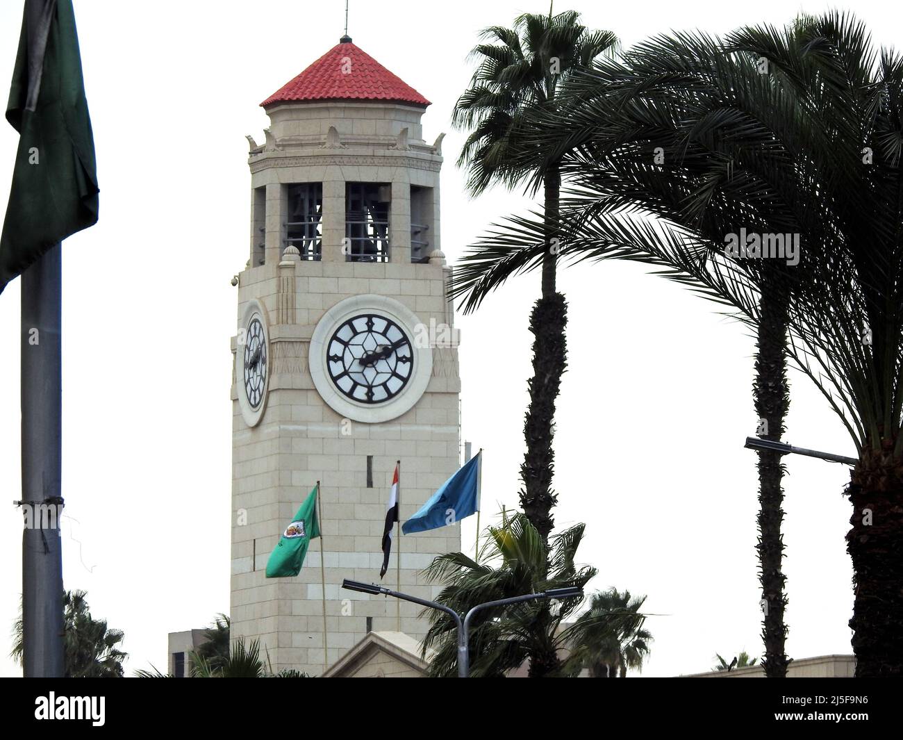 The clock tower of Cairo university in the main campus in Giza, premier ...