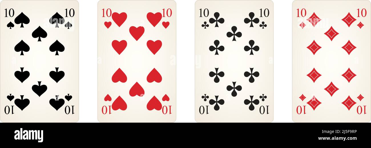 Play Card Symbol vector set with Number ten in diamonds, spades, clubs ...