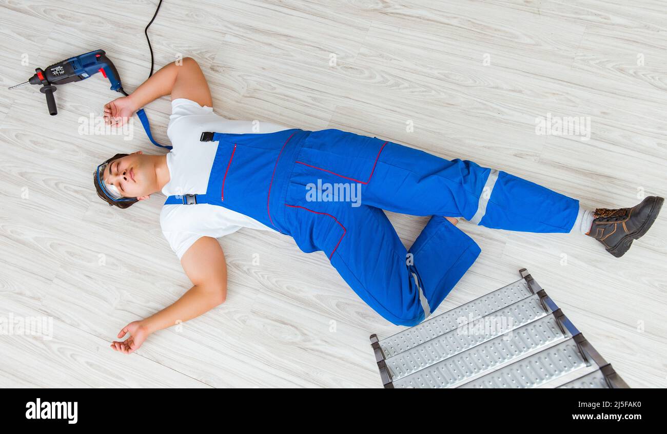 Worker after falling from hi-res stock photography and images - Alamy