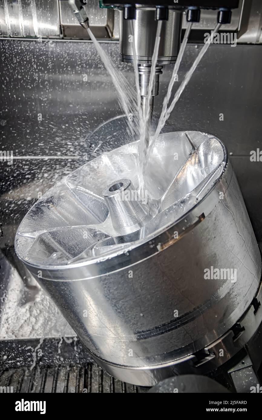 Metalworking CNC milling machine. Cutting metal modern processing ...