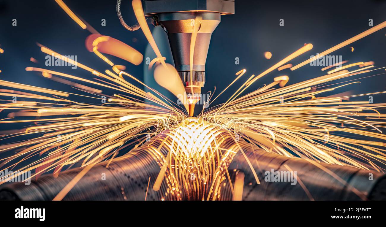 CNC Laser cutting of metal, modern industrial technology Making ...