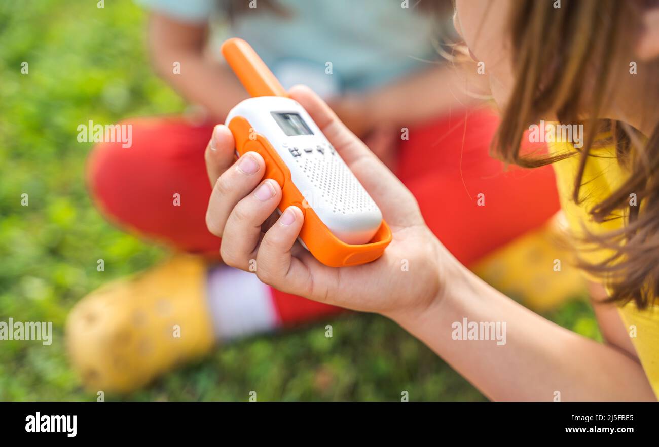 Small kids,girls play in walkie-talkie.Walkie Talkies with channels ...