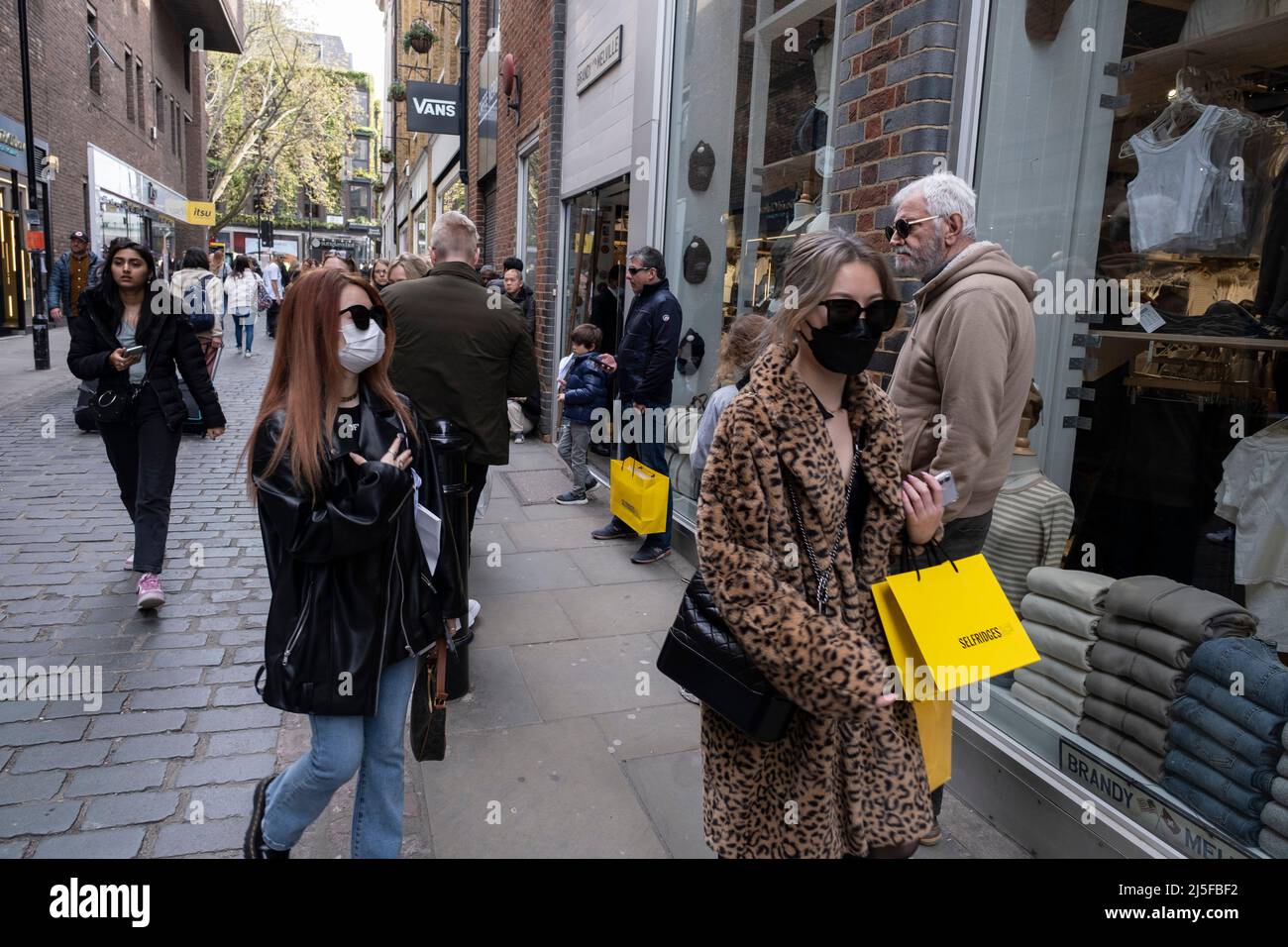 People out and about on Neal Street in Covent Garden the on 10th April ...