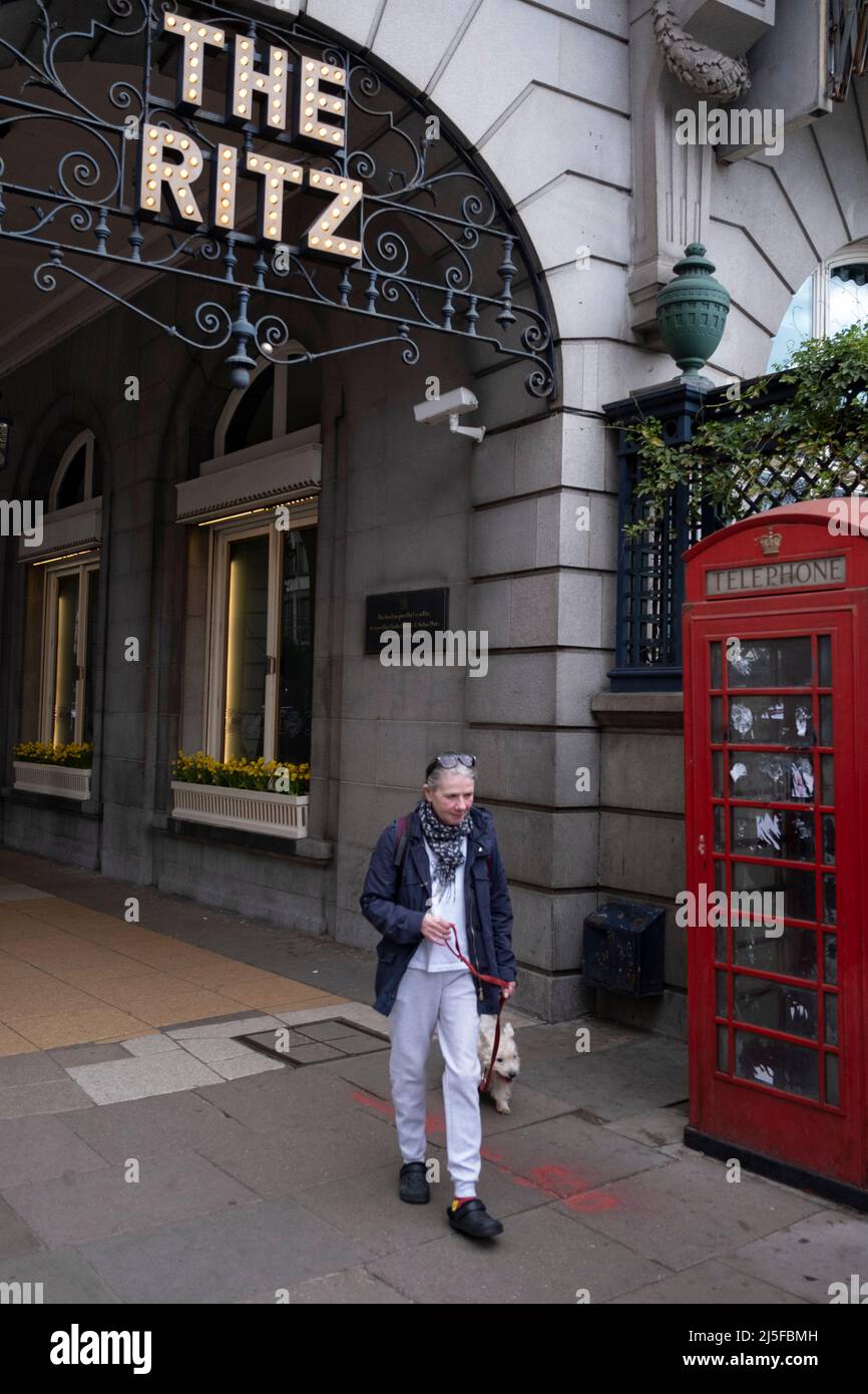 Sign for The Ritz, famous for its afternoon teas, and exclusive hotel ...