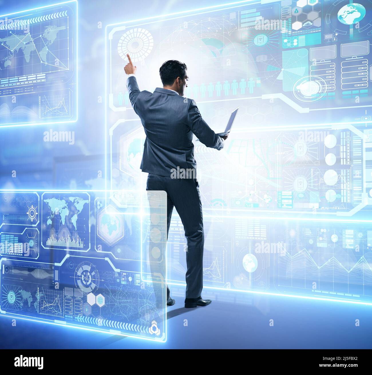 The businessman searching for big data Stock Photo - Alamy