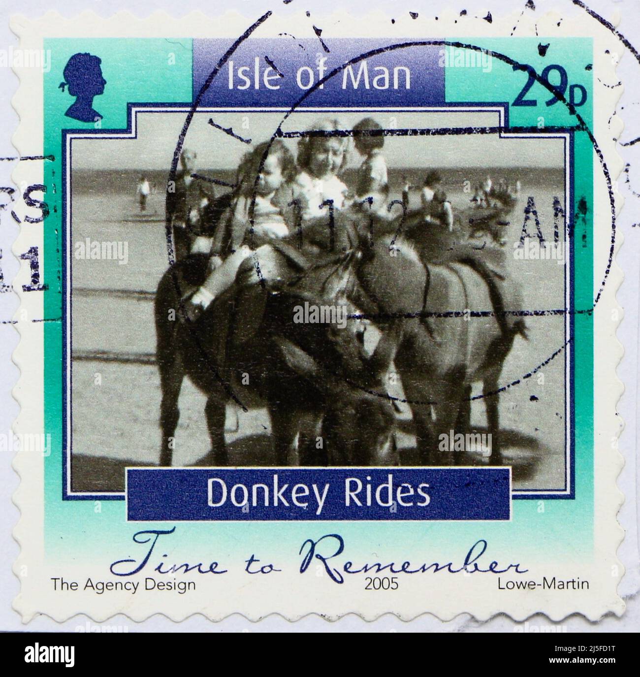 Photo of an Isle of Man postage stamp featuring a black and white image ...