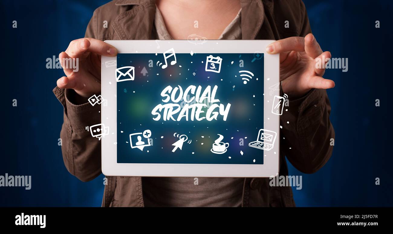 Person holding tablet, social network concept Stock Photo - Alamy