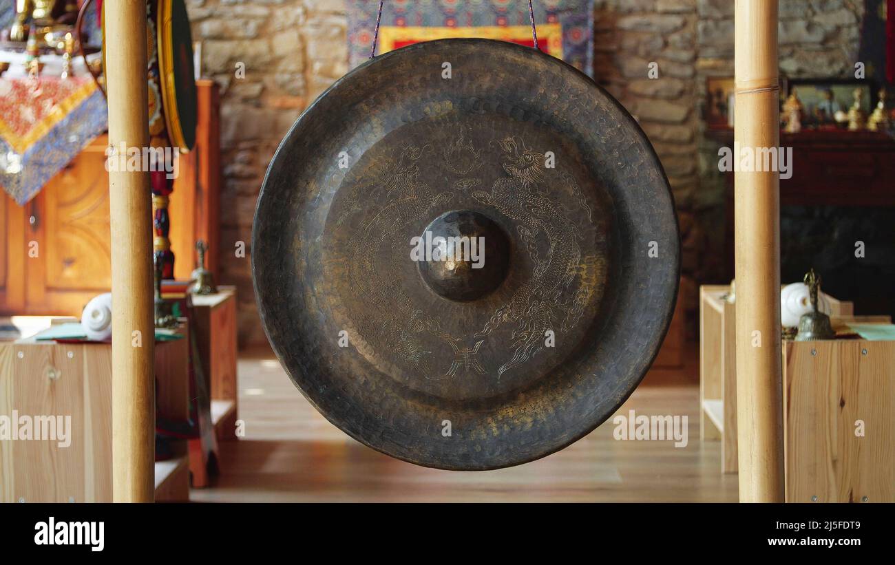 Asian religious metal gong to alert monks of prayer time - religion ...