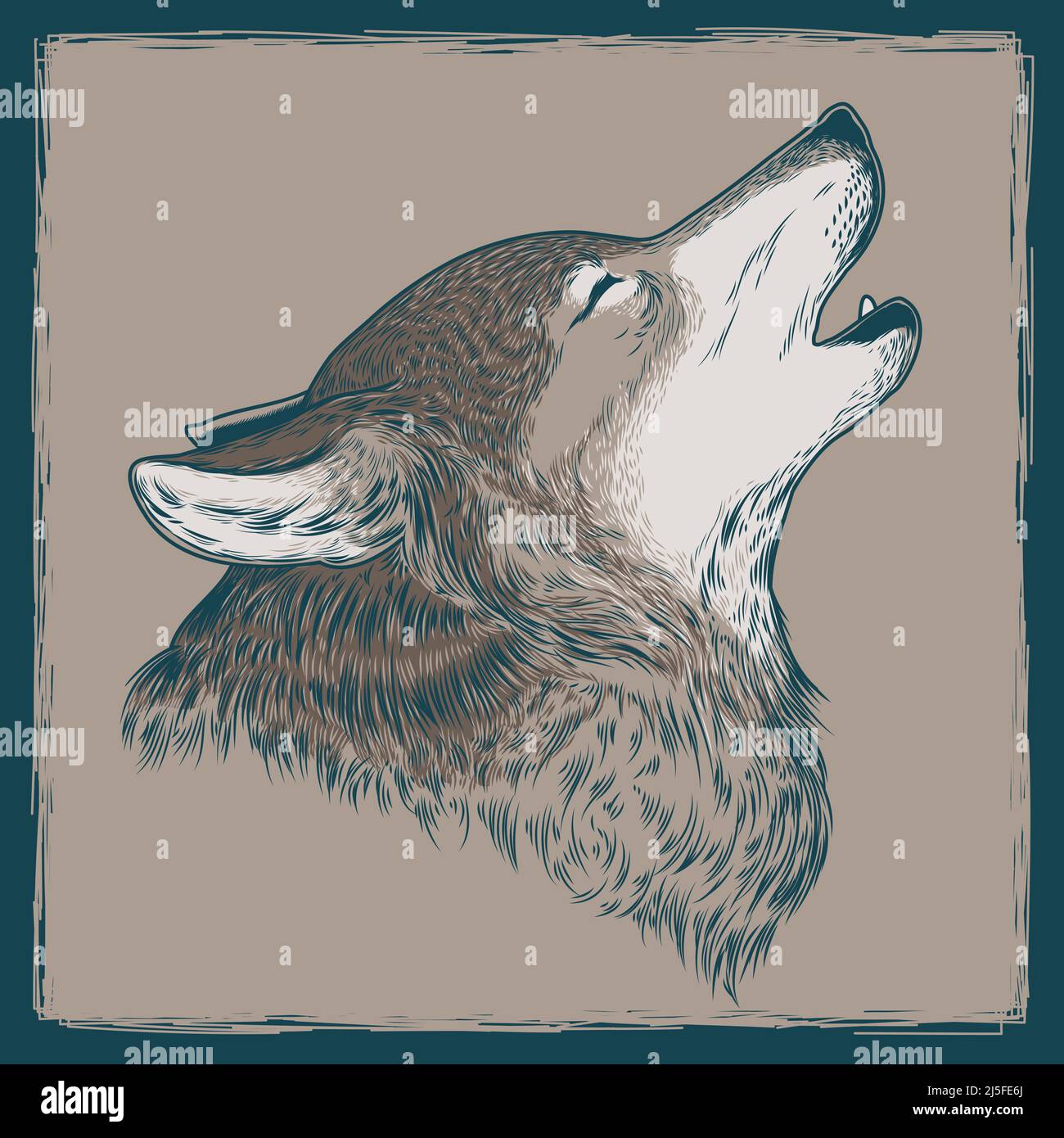 Wolf Head Side View Drawing