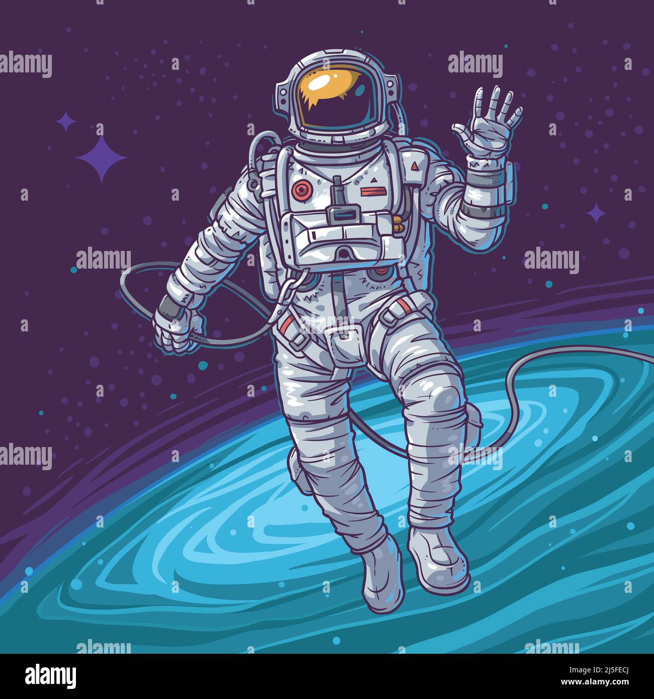 Vector illustration cosmonaut on the cosmic background. Astronaut ...