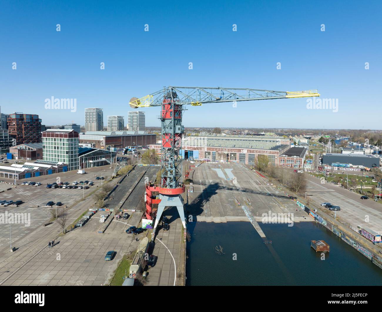 Amsterdam, 19th of March 2022, The Netherlands. NDSM wharf crane modern ...