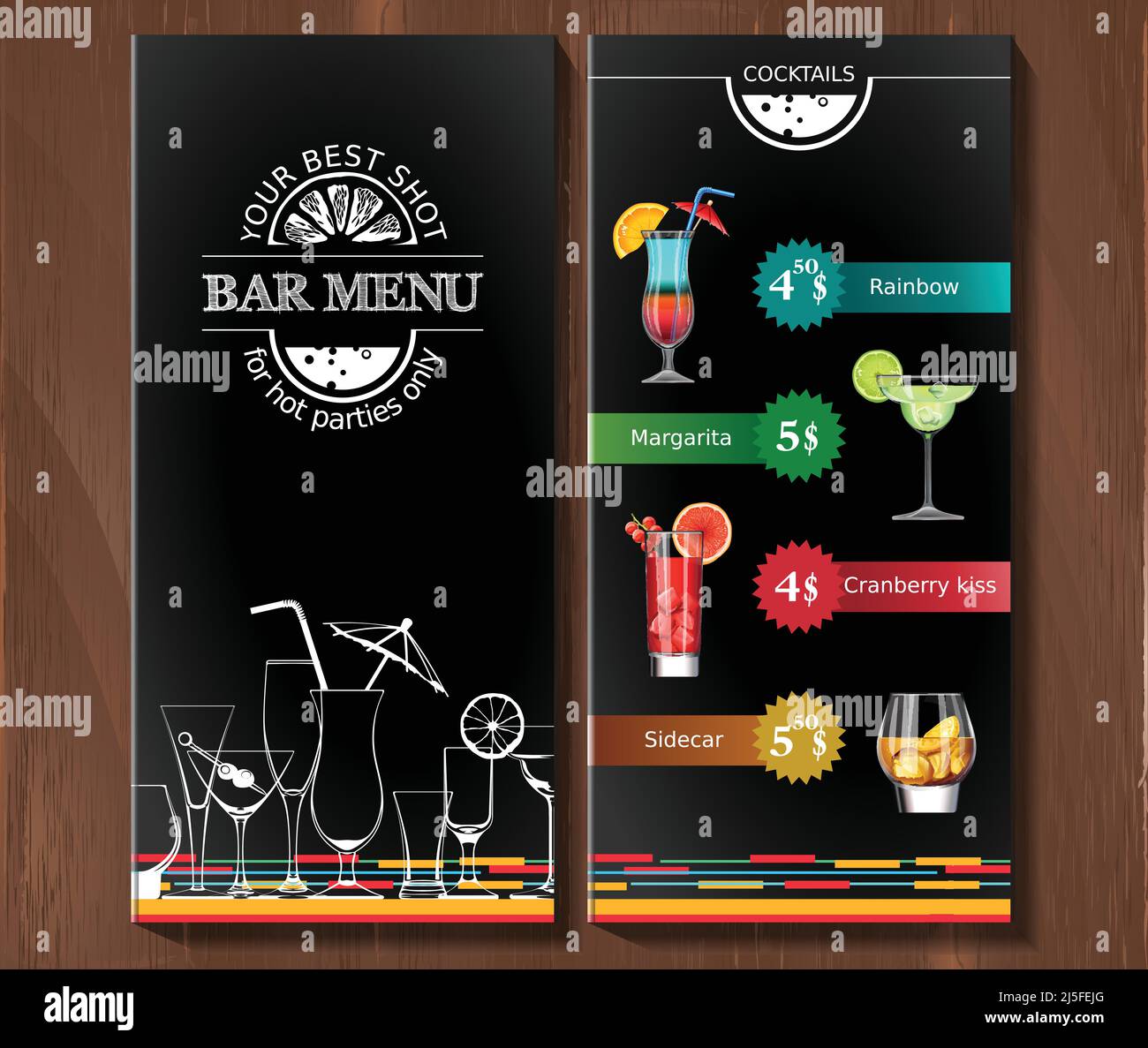 Vector illustration design menu for cocktail bar in the corporate style ...