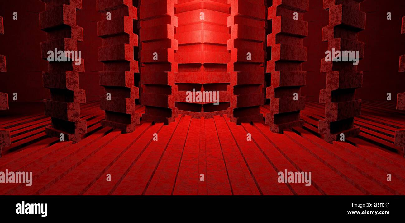 Abstract modern futuristic red architecture background. 3D rendering ...