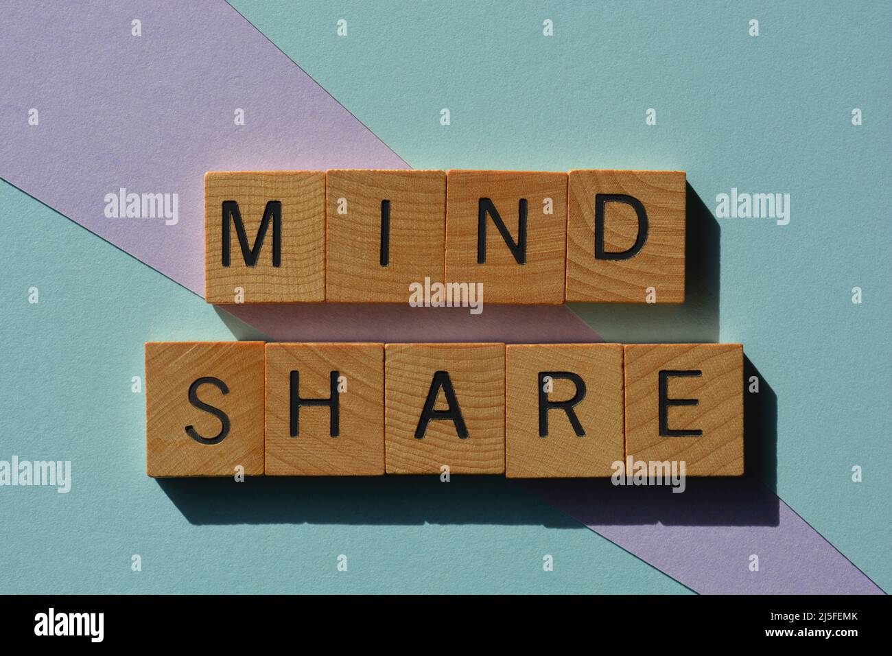 Mind Share, words in wooden alphabet letters isolated on background ...