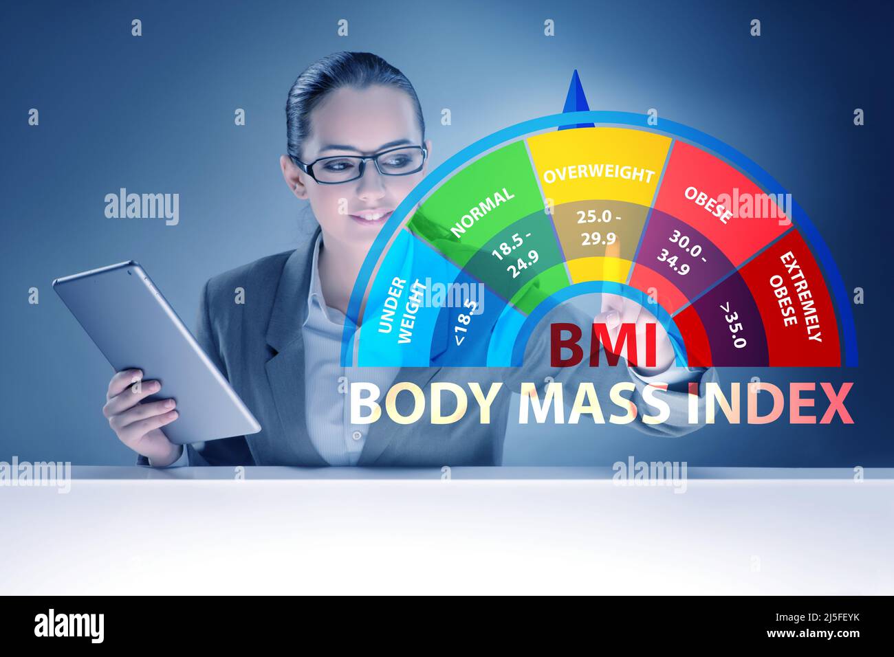 Concept of BMI - body mass index with the nutritionist Stock Photo - Alamy