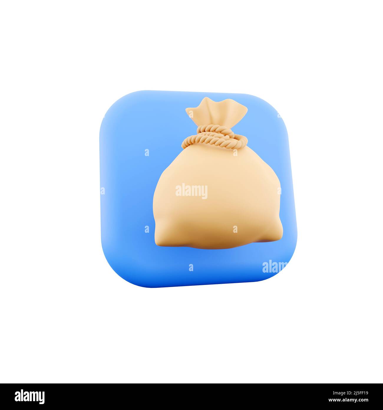 3D render sack, money bag icon Isolated. 3D rendering sack icon blue ...