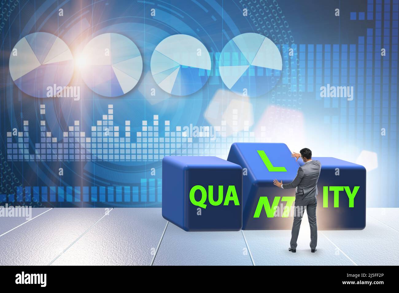 Dilemma of the quantity versus quality Stock Photo - Alamy