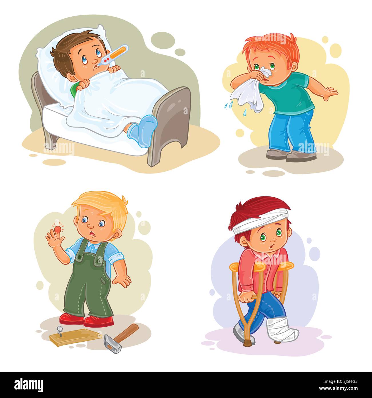 Set of vector icons little boy sick Stock Vector Image & Art - Alamy