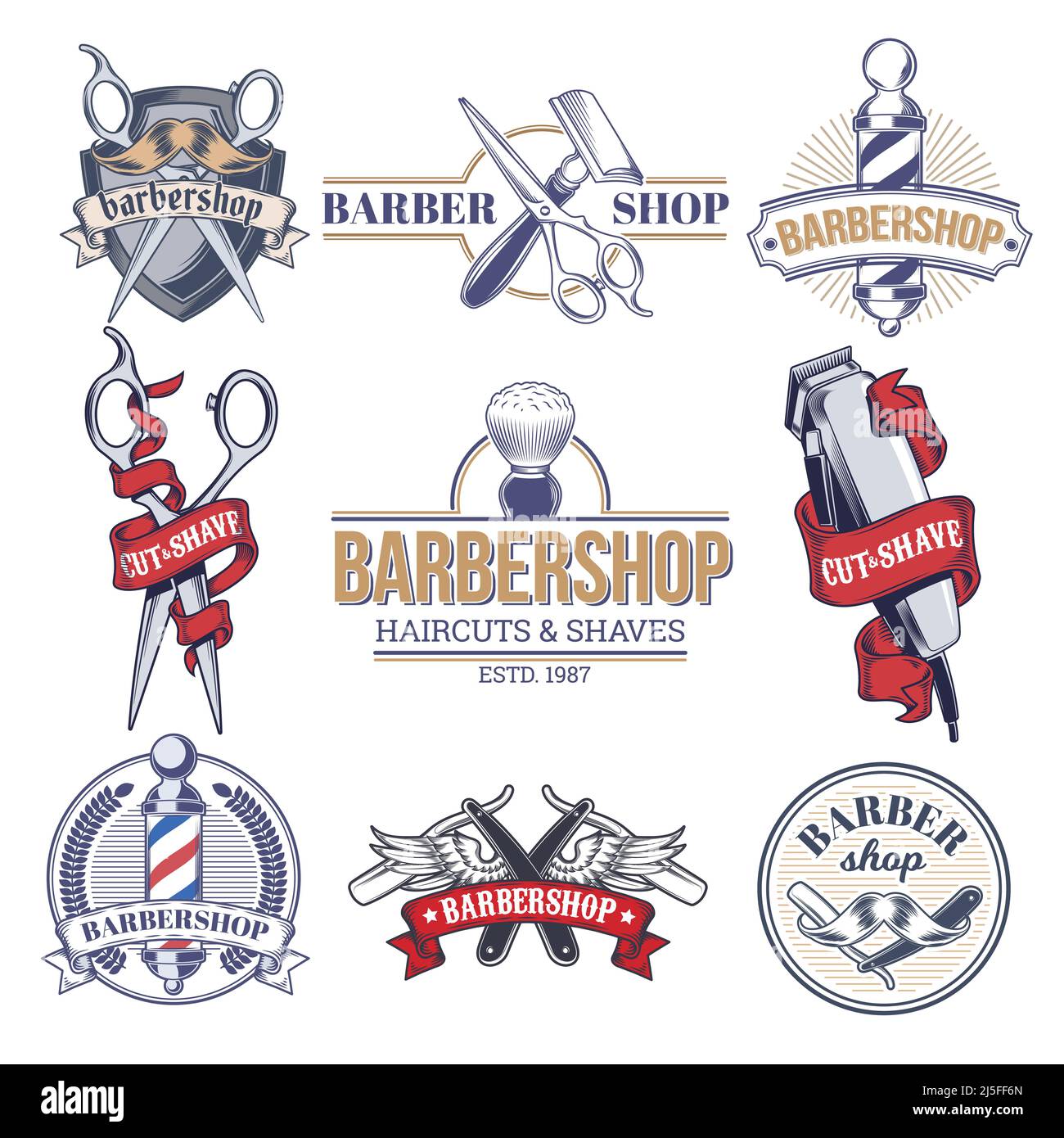 Vector collection badges, logos with barbershop tools Stock Vector ...
