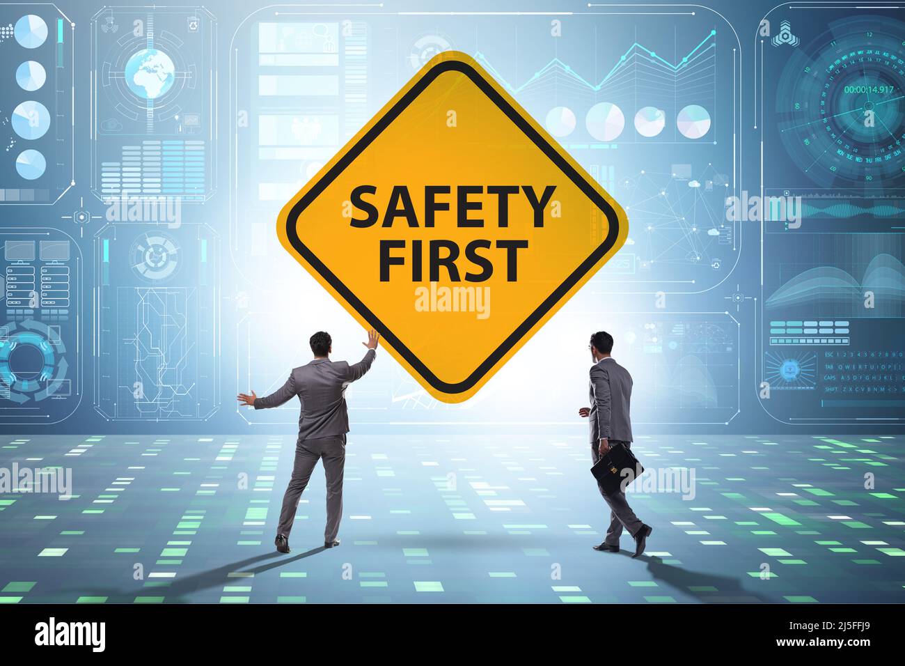 Safety first concept with the businessman Stock Photo - Alamy
