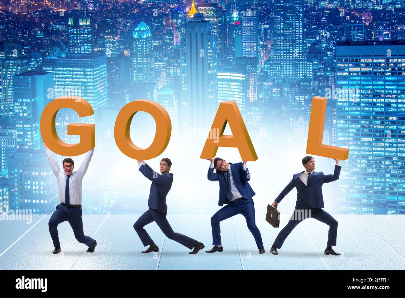 Businessman in the goal concept carrying letters Stock Photo - Alamy