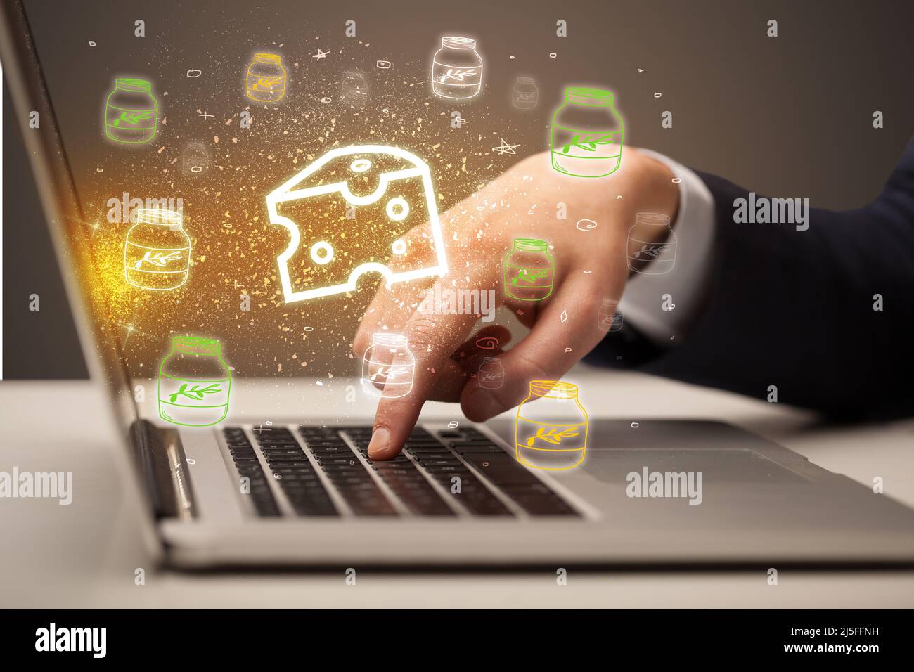 Hand searching for recipes on the internet Stock Photo - Alamy