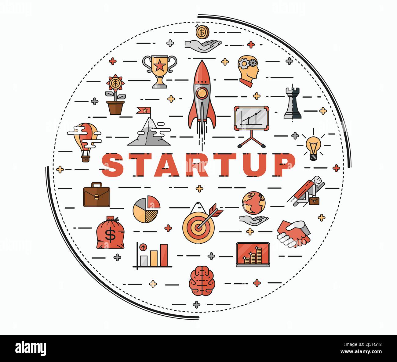 Flat style thin line art design. Set of vector icons and elements of ...