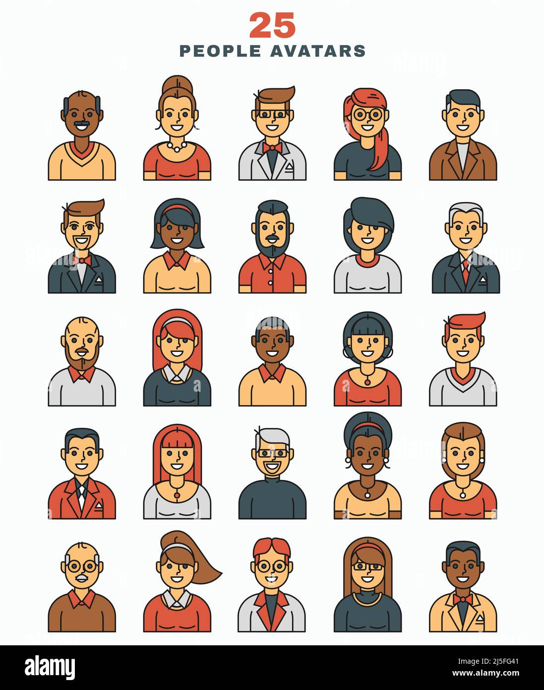 Set of vector illustration of a flat avatars icons for users of social ...