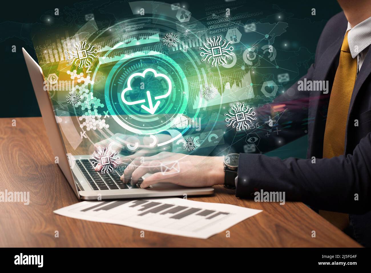 Business hand typing on a modern laptop Stock Photo - Alamy