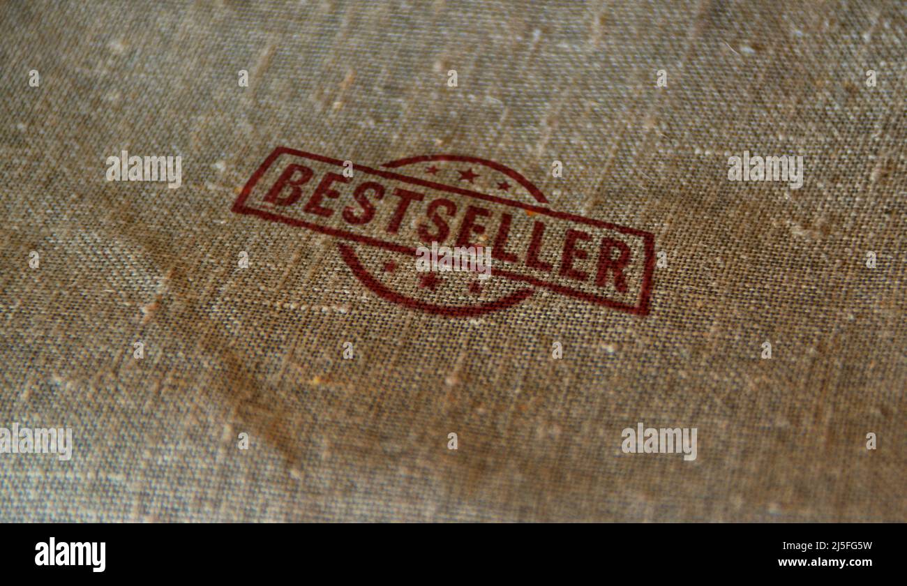 Bestseller stamp printed on linen sack. Consumer choice and recommended ...