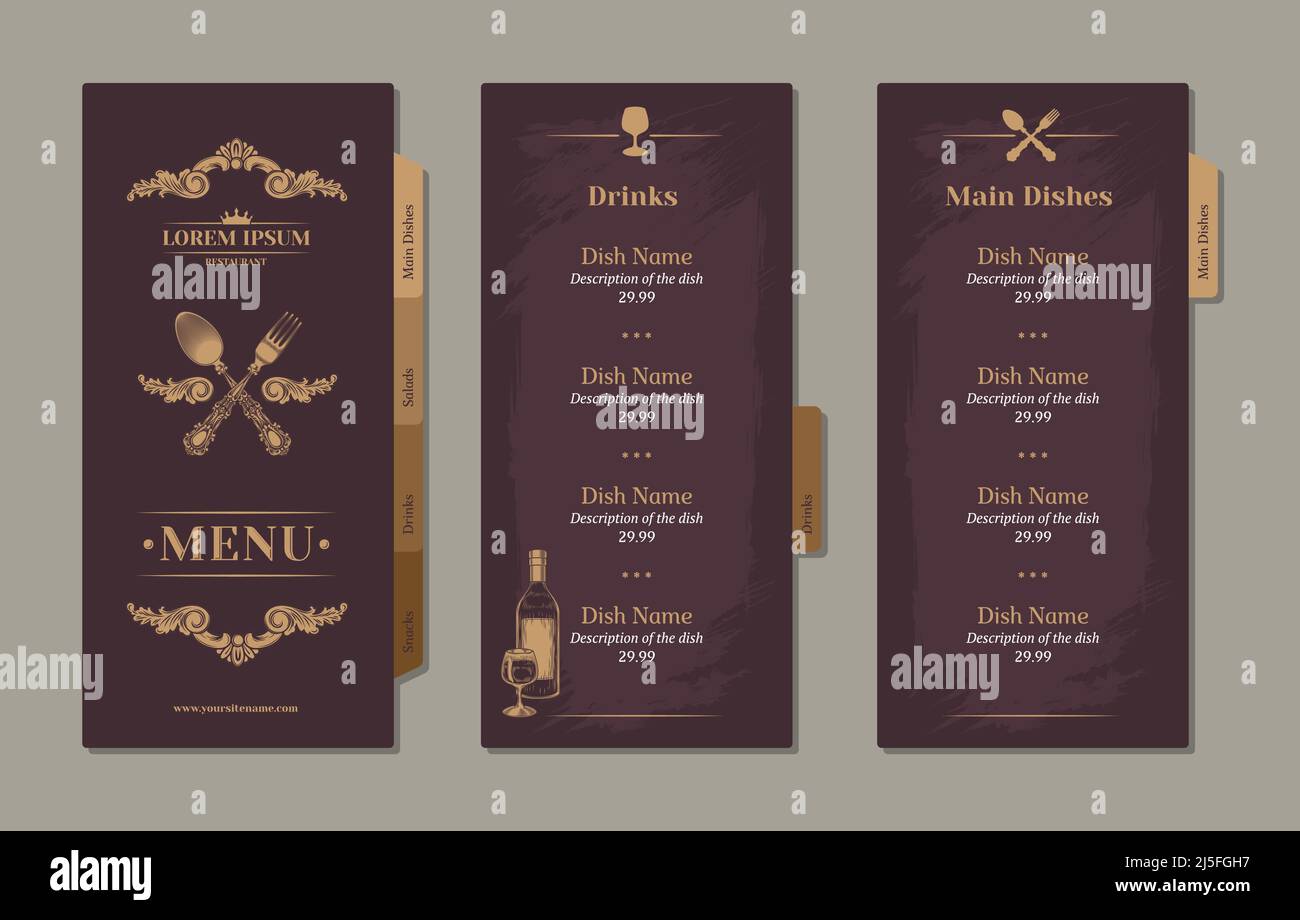 Vector illustration template flyer for the restaurant, cafe, bar menu ...