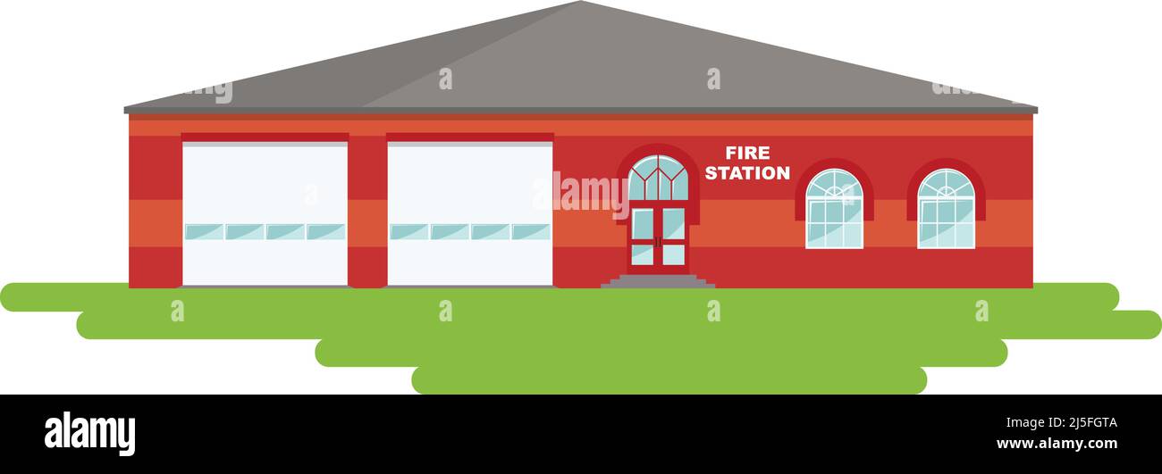 Panoramic background with fire station building in flat style Stock ...