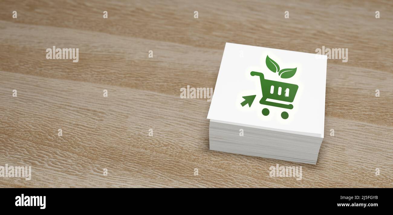 Green shopping icon Eco Sustainability E Commerce 3D Render Stock Photo ...