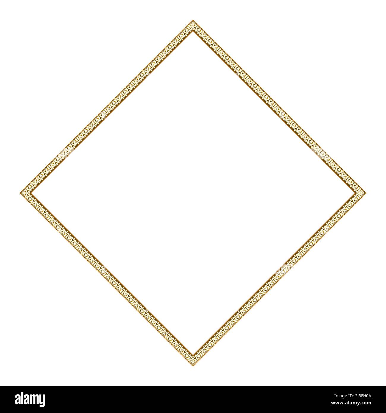 Square empty wooden and gold gilded frame isolated on white background ...