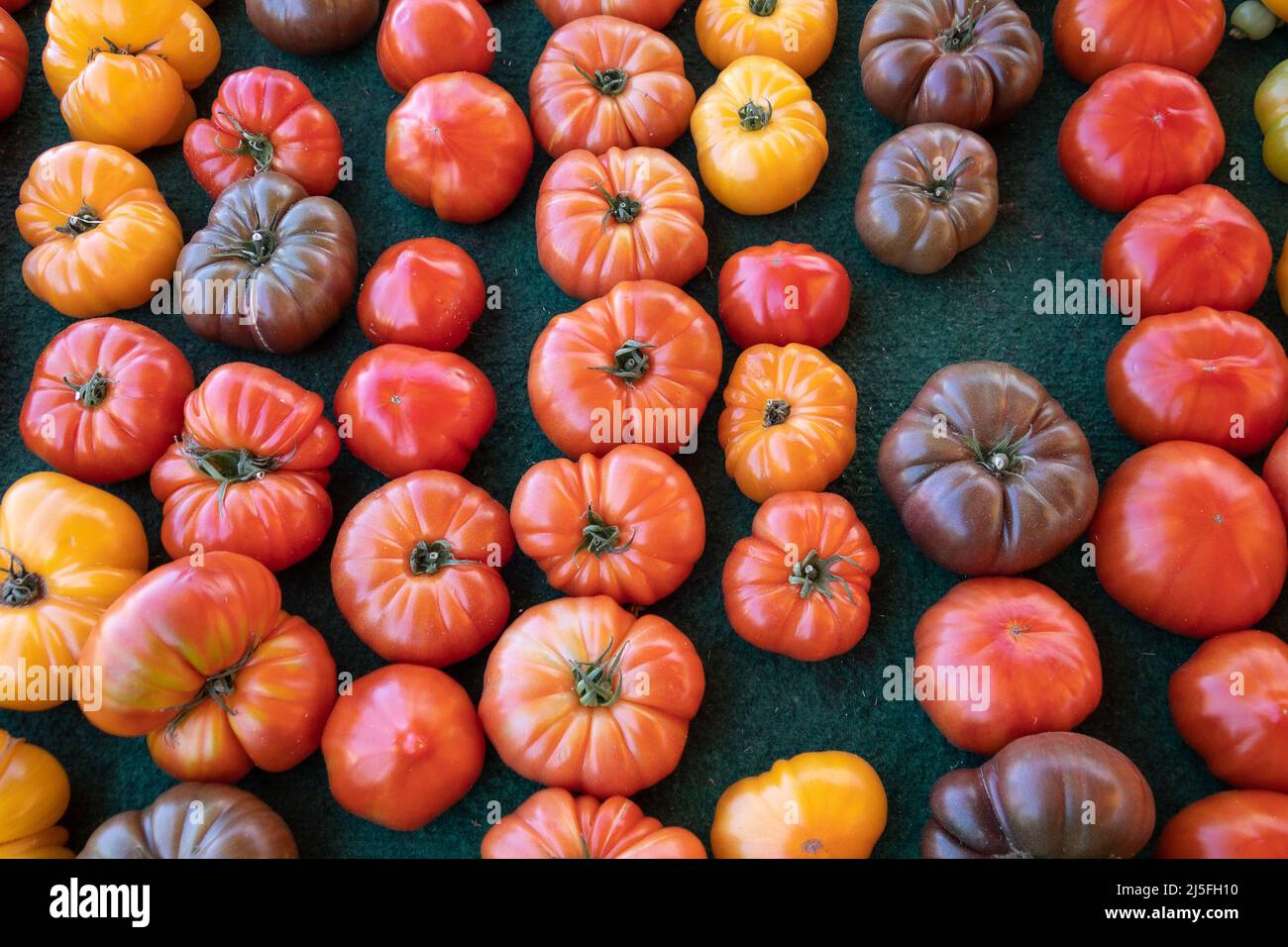 top view of a tomato stall in a market Stock Photo - Alamy