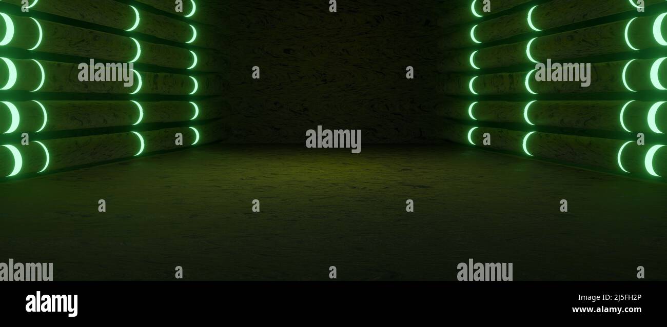 green light on the stage in the hall 3D Illustration Stock Photo - Alamy