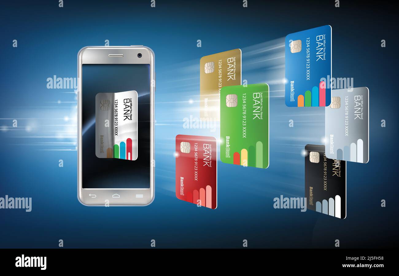 Vector illustration in a realistic style the concept of mobile payments ...