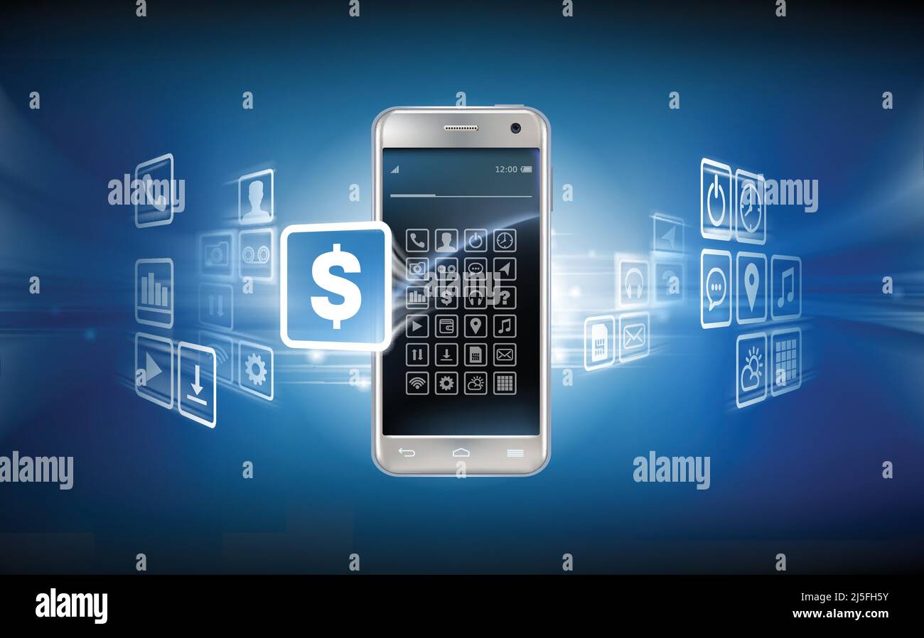 Vector illustration in a realistic style the concept of mobile payments ...