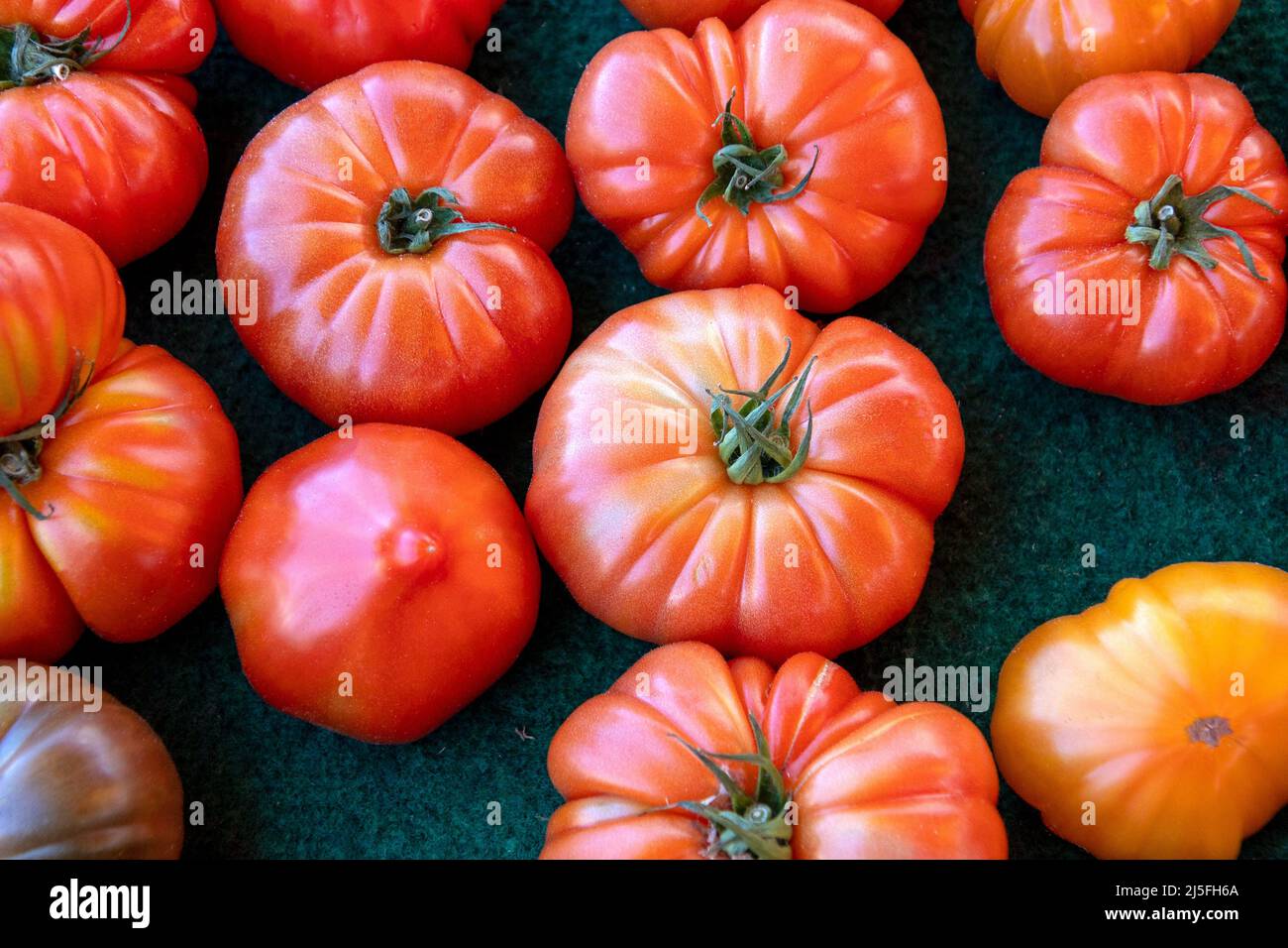 top view of a tomato stall in a market Stock Photo - Alamy
