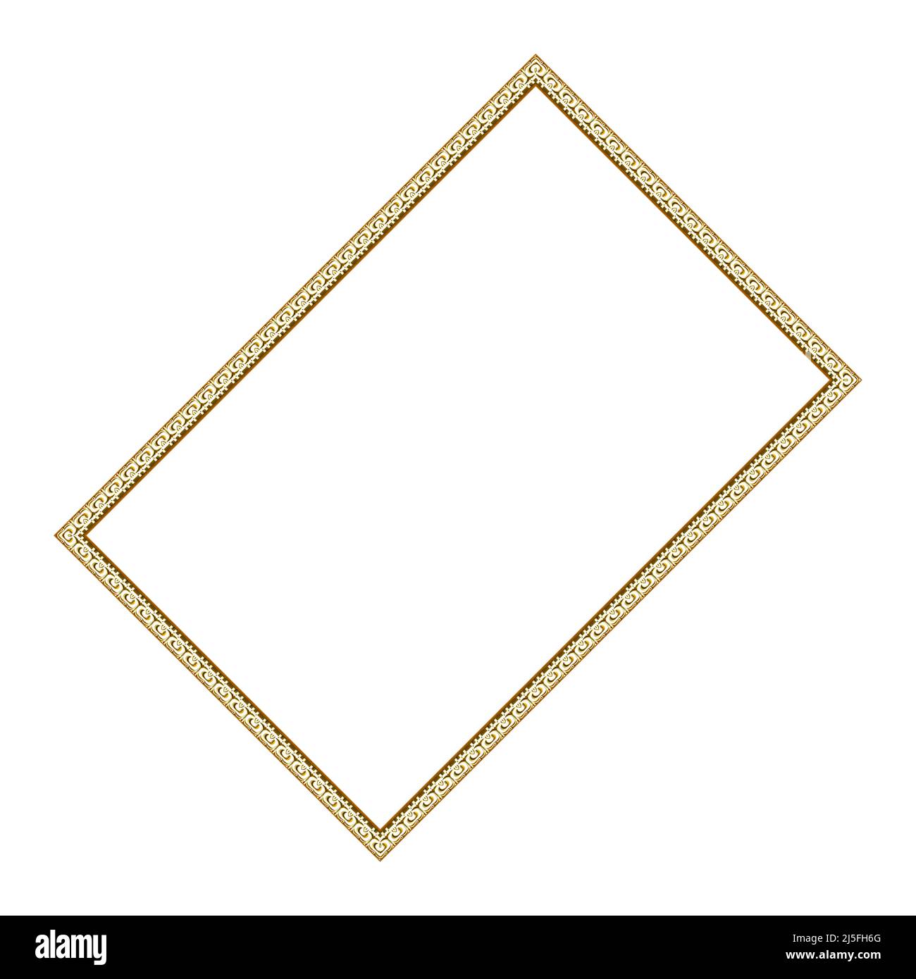 Rectangular empty wooden and gold gilded frame isolated on white ...