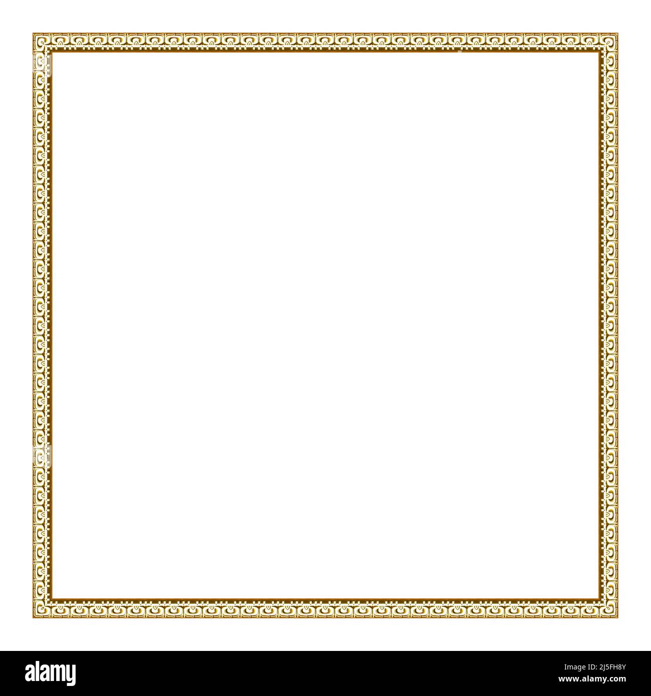 Square empty wooden and gold gilded frame isolated on white background ...