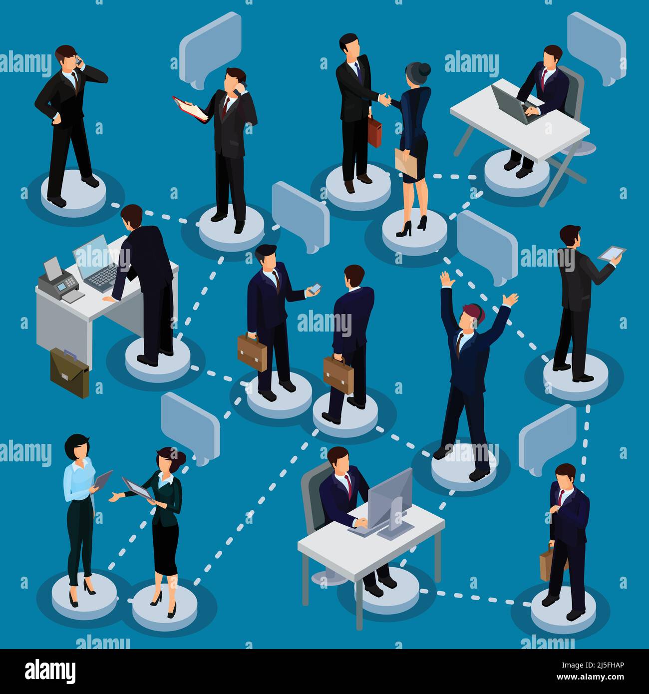 Vector illustration of a set of 3D isometric people in business suits ...
